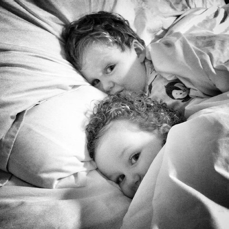 Mark Robinson | O&A having a pretend sleep in Mummy and Daddy’s bed ...